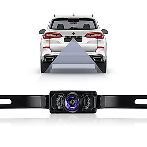 Backup Camera for Car with 8 LED - [HD Night Vision] [IP67 Waterproof] License Plate Camera for Safe Reverse - 170° Wide Angle Rear View Camera Fits Car Truck SUV