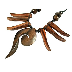 Swimmi Natural Sono Wood Necklace for Women, adjustable 18 to 28 inches Waxed Cord Wooden Necklace Handemade Swirl Boho Tribal Wooden Necklace Jewelry DA033