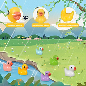 Fuyamp 120 Pieces Mini Resin Ducks,Miniature Figures Micro Fairy Garden Landscape Aquarium Dollhouse Ornament Candy-Colored Duck DIY Charms for Christmas Birthday Party(6 Colors)