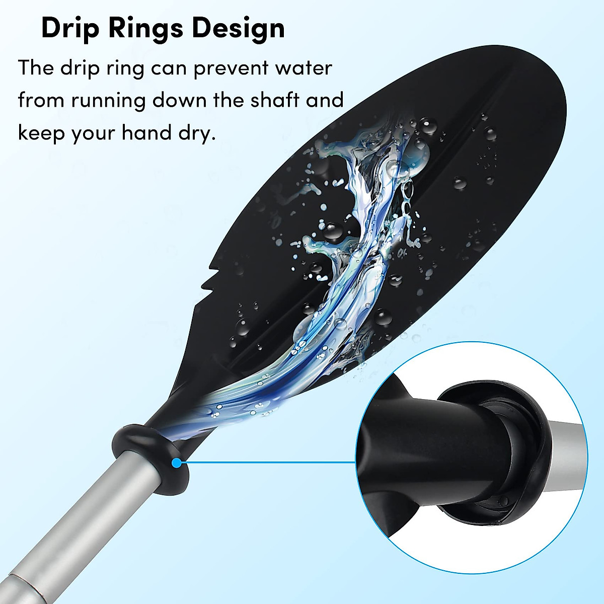 Kayak Paddles Adjustable 88in 4 Piece Kayak Oars Boat Paddles for Adults with Paddle Leash, Canoe Paddles for Kayaking Rafting Jet Ski Canoe Outdoor Kayak Water Sports and Safety Boat Accessories