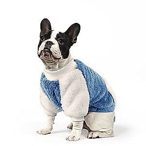 LESYPET Dog Sweaters for Small Dogs, Fleece Doggy Sweater Small Dog Clothes Warm Puppy Coat Dog Pullover for Small Dogs Girl Boy, Blue XX-Large