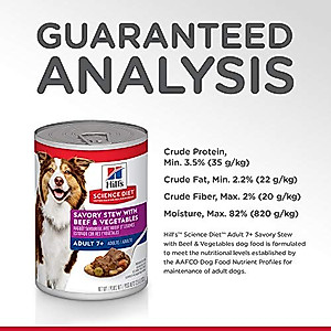 Hill's Science Diet Senior 7+ Canned Dog Food, Savory Stew with Beef & Vegetables, 12.8 oz. Cans, 12-Pack