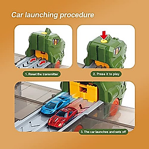 Dinosaur Cars Toys with 81.5inch Dino Track, Carrier Transport Dinosaur Truck with 6pcs Die-cast Cars Toys for Kids 3 4 5 6, Parking Lot Garage Kids Toys for Boys 3-5 5-7 Years Old Gift