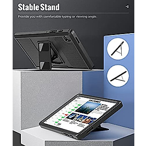 MoKo Case Fit Samsung Galaxy Tab A7 Lite 8.7-Inch 2021 (SM-T225/T220/T227), Shockproof Full Body Rugged Stand Back Cover Built-in Screen Protector Fit Galaxy Tab A7 Lite 8.7" 2021, Black