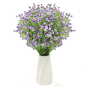 FONBAY 7 PCS Babys Breath Fake Flowers, Artificial Gypsophila for Wedding Party Decoration Bouquets DIY Flower Arrangement Home Decor Garden (Purple)