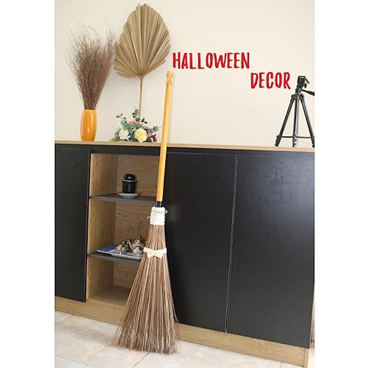 NDP78 Natural Broom - 55 Inches Length, Heavy Duty Broom , Garden Broom, Coconut Broom, Outdoor Broom, Garage Broom, Hard Floor Broom, Outdoor Brooms for Sweeping Patio, Brown, White