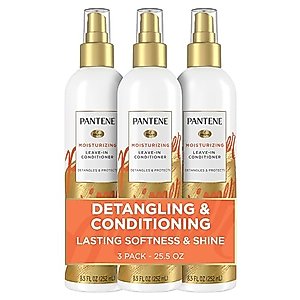 Pantene Conditioning Detangler Spray, Pro-V Repair & Protect, Nutrient Boost for Damaged Hair, Antioxidant Enriched, Leave-In Conditioner, Smooth & Shine, Sulfate-Free, 8.5 Fl Oz, 3 Pack