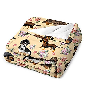Dachshund Sausage Dogs Soft Throw Blanket 60"X50" Lightweight Flannel Blanket for Couch Bed Sofa Home Living Room Decor Travelling Camping for Kids Adults