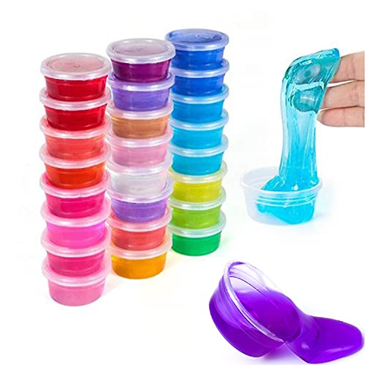 XINGLIAN 50 Pack 4 Ounce Clear Slime Foam Ball Storage Containers with Lids for DIY Craft Making