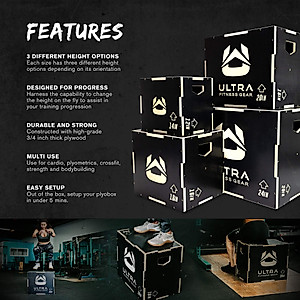 Antislip Wood Plyo Box, 31 Plyometric Jump Training Squat, Step Up, Jumps & More Workout, Size S, M, L, Xl, Home Gym Exercise Equipment