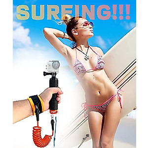 Floating Hand Grip Handle Mount and Steel-Cored Safety Wrist Strap GoPro Holder Mount Insta360 AKASO Underwater Camcorder Diving Surfing Snorkeling