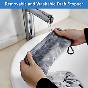 DCUINS Door Draft Stopper 36 Inch, DIY Self-Filling Draft Guard for Bottom of Door, Noise Blocker for Doors and Windows, Machine Washable, Gray