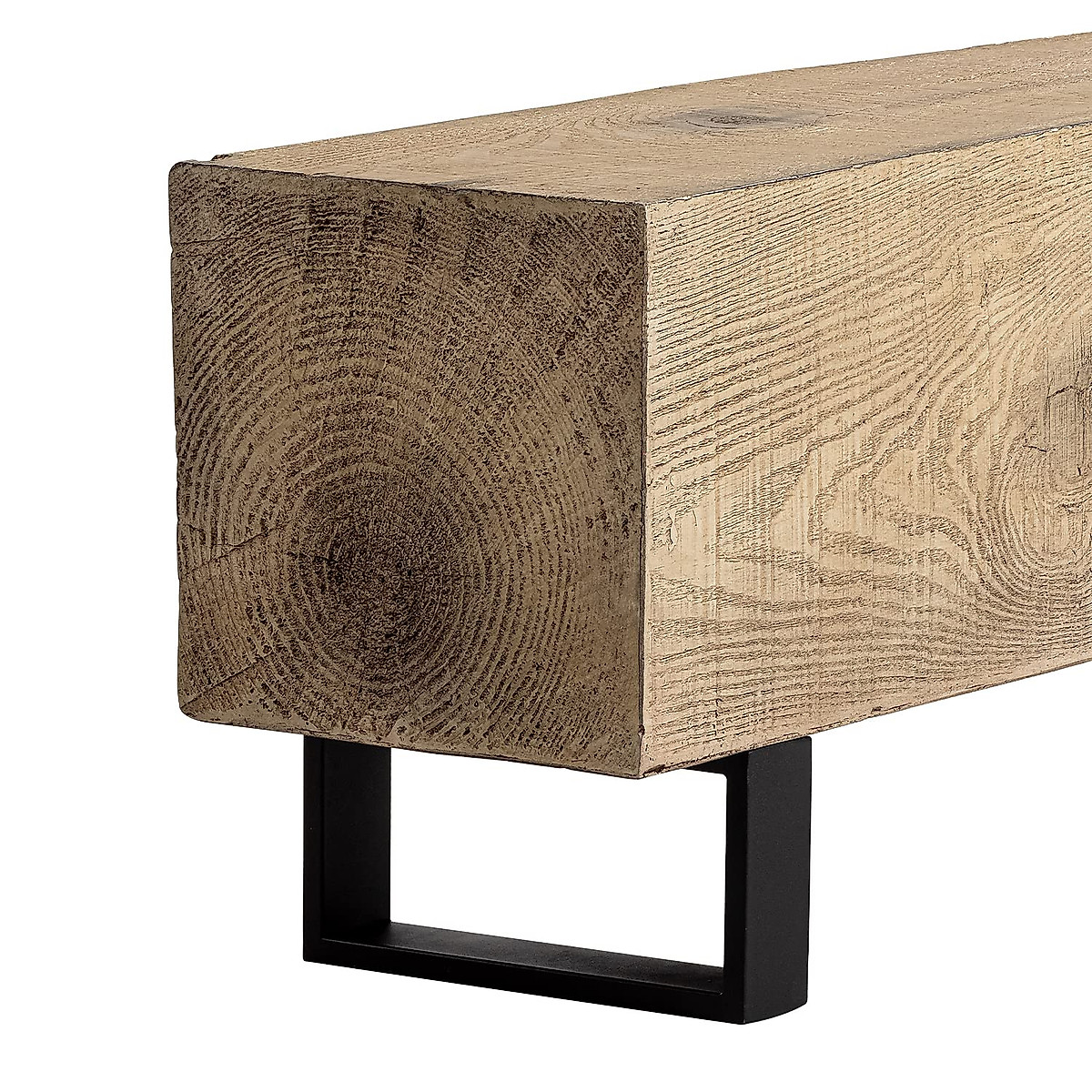 COSIEST Patio Log Bench, 48.4 x 11.8” Outdoor Bench, Rectangular MgO Garden Bench, Rustic Bench for Yard or Lawn, Light Oak