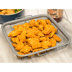 EaZy MealZ Air Fry Crisping Basket & Tray Set, Air Fry Crisper Basket, Tray & Baking Pan, Roasting Sheet, Utensil Safe, Non-Stick, Healthy Cooking