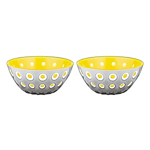 Guzzini Le Murrine Set of 2 Bowl 12cm, Grey/Yellow. Made in Italy Using Exclusive Three-Color Technology