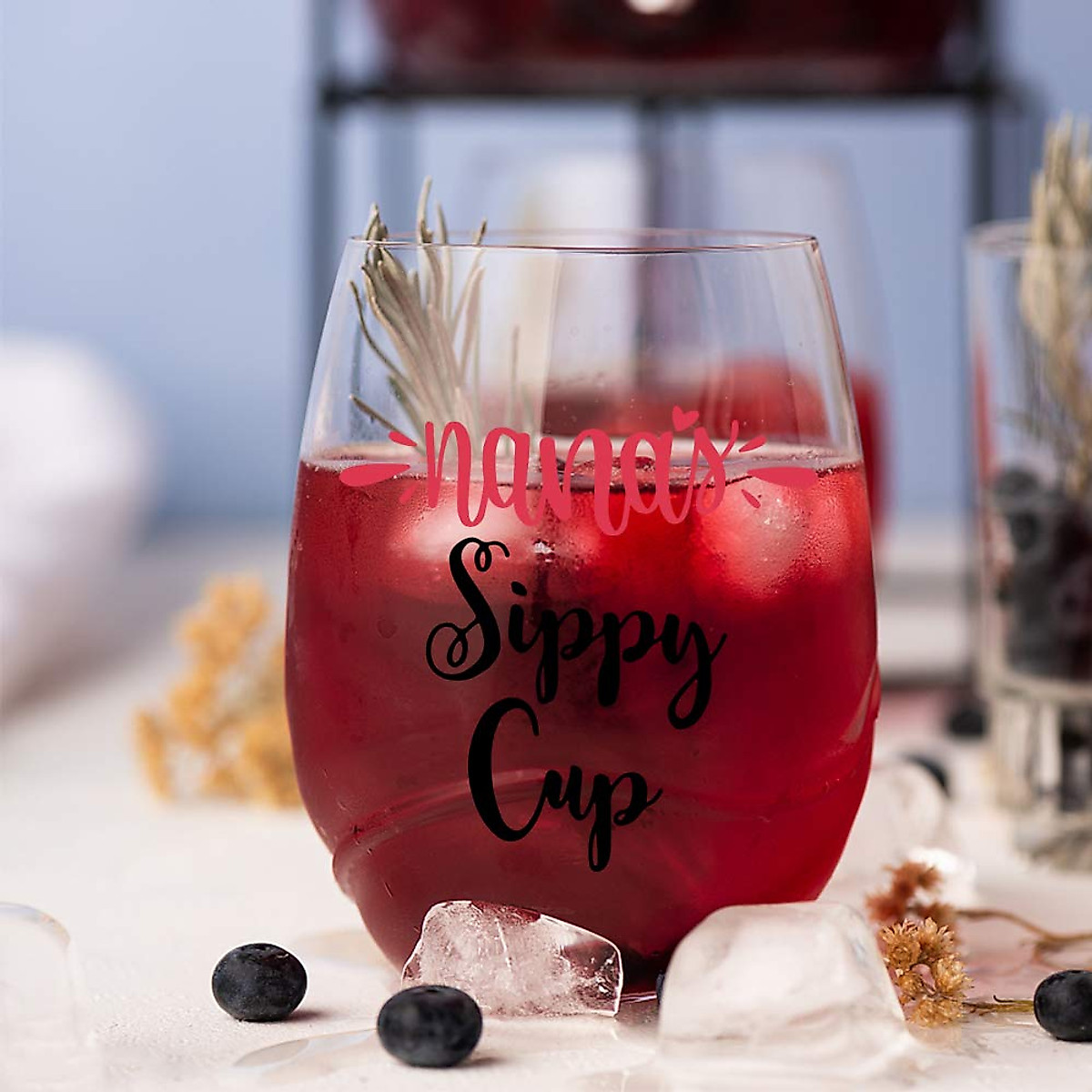 AGMDESIGN Nana's Sippy Cup Wine Glass, Grandma Gifts, Nana Birthday Gift for Nana, Best Nana Ever, Nana Gifts from Grandkids, Great Grandma Gifts, Funny Birthday Gifts for Mom from Daughter, Son