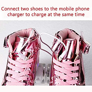 Women's Roller Skates High-top Girls Roller Skate Rechargeable Double Row Roller Skates Shiny Speed Skates for Boys Adults Teens Men Unisex with Shoe Bag (Silver,EU: 37-US: 6)