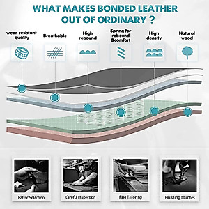 ICOMOCH Modern Soft Leather Ergonomic Executive Computer Boss Padding Armrest Swivel Desk Office Chair, Large, Black