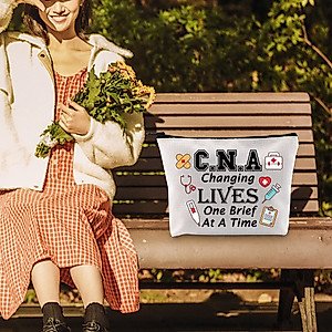 PWHAOO CNA Appreciation Gift CNA Graduation Gift CNA Changing Lives One Brief At A Time Makeup Bag (CNA Changing Lives B)