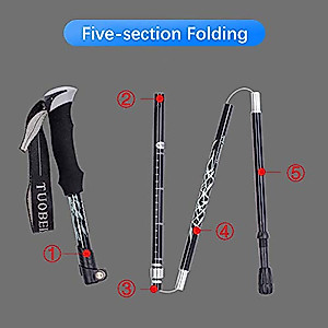 Kelendle Collapsible Trekking Pole Aluminum Ultralight Travel Trekking Hiking Pole for Men and Women Purple