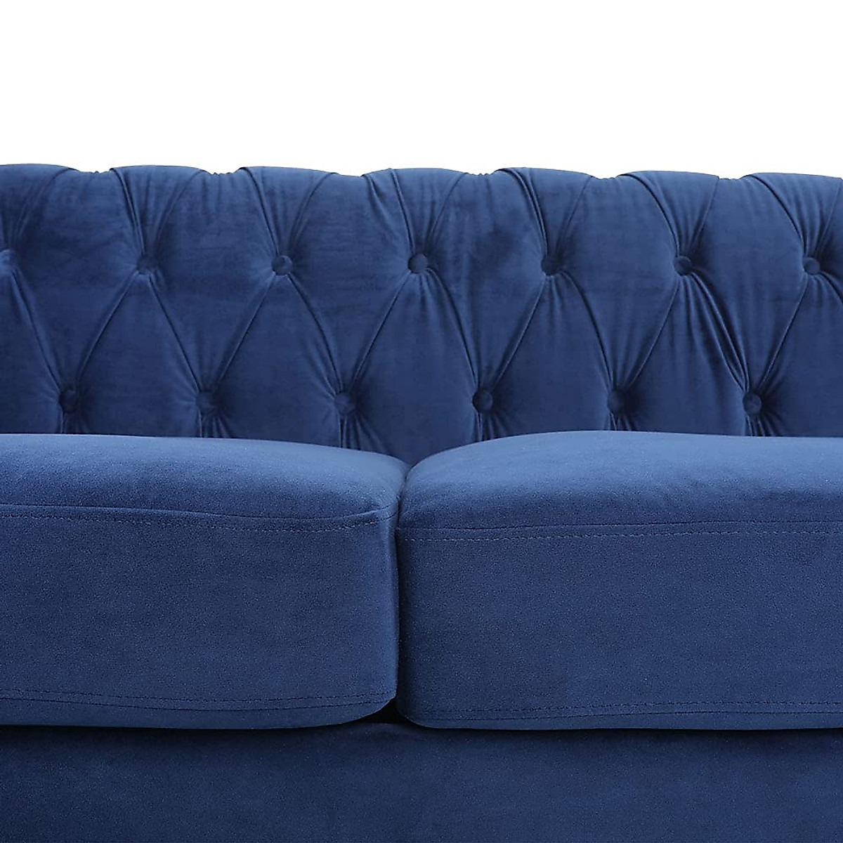 LEVNARY Three-Seat Velvet Sofa, Large Sofa Classic Tufted Chesterfield Settee Modern 3 Seater Couch Furniture Tufted Back for Living Room, Blue