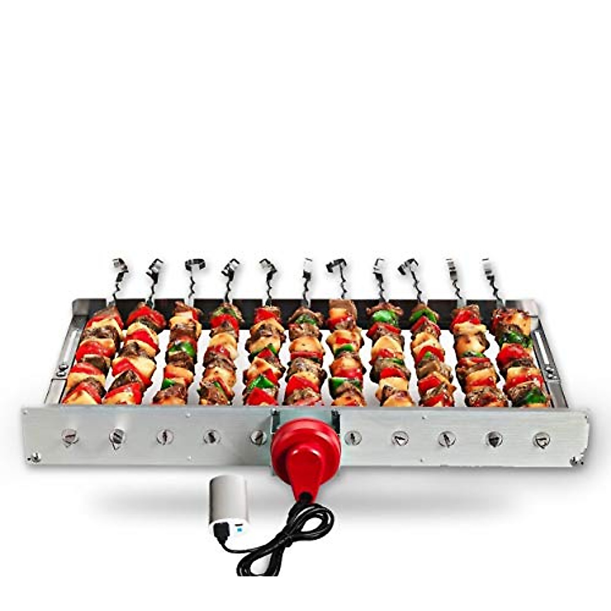 HAOONE Portable Battery Operated Automatic BBQ Grill Rotisserie with 11 Skewers