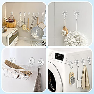 VIS'V 2 Pcs Large Suction Cup Hooks and 2 Pcs Small Suction Cup Hooks with Cleaning Cloth