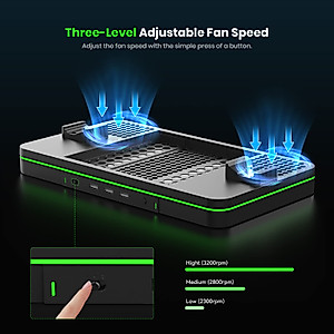 Charging Stand with Cooling Fan, CODOGOY Vertical Stand Compatible with Xbox Series X/S Console&Controller, Dual Controller Charger Station Dock with 3 USB Ports,2*1100 mAh Rechargeable Battery Packs