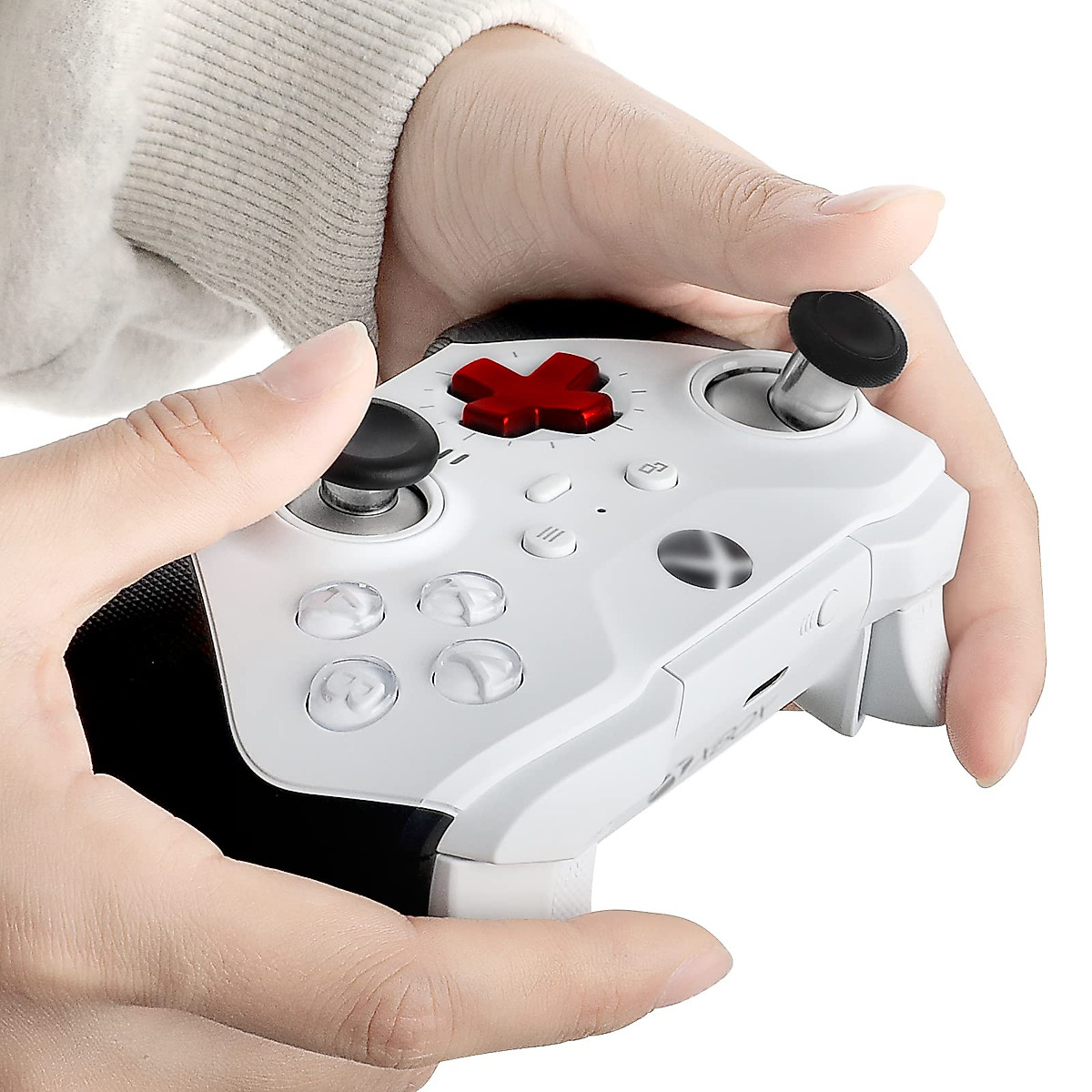 Metal Replacement Thumbsticks for Xbox Elite Controller Series 2 Core,Component Pack Includes 4 Swap Magnetic Joysticks,4 Paddles,1 Standard D-Pads, Accessories Parts for Xbox One Elite 2(Red)