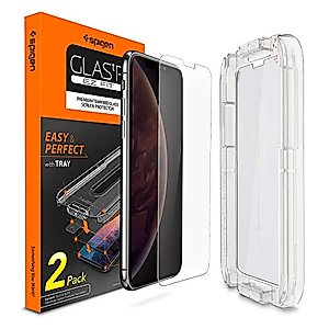Spigen Tempered Glass Screen Protector [GlasTR EZ FIT] Designed for iPhone XS/iPhone X - Sensor Protection / 2 Pack