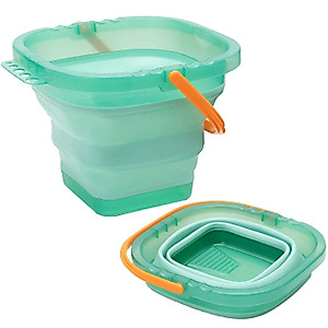 Paint Brush Washer Cleaner Painting Water Cup Bucket Basin Foldable Collapsible 0.8 Gal (Turquoise)