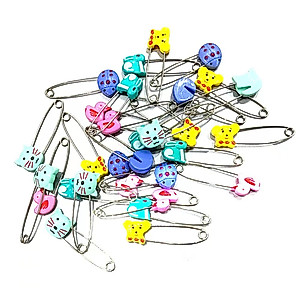 GTONEE Cute Animal Fruit Baby Safety Pins Secure Clips for Fastening Baby Clothes Diaper Napkins Stainless Steel 5CM 30PCS (Animal)