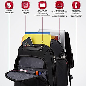 SWISSGEAR Carry-On Backpack with Quick Access Laptop Section - Fits laptops up to 17.3-Inch and Tablets - Black (SWA2328BD), Black, under-seat, Laptop