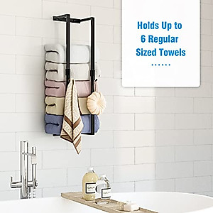 Towel Racks for Bathroom Wall Mounted with 2 Hooks, Stainless Steel Bath Towel Holder Bathroom Wall Towel Rack for Rolled Towels, Towel Storage for Small Bathroom, RV Camper, Garage