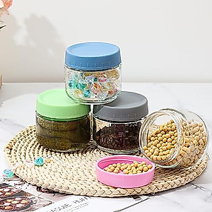 KITCHOP 4 Pack Overnight Oats Containers with Lids, Glass Jars with Lids, Mason Jars with Airtight Lids, Glass Storage Containers for Leftover, Breakfast and Lunch(9.1 oz)