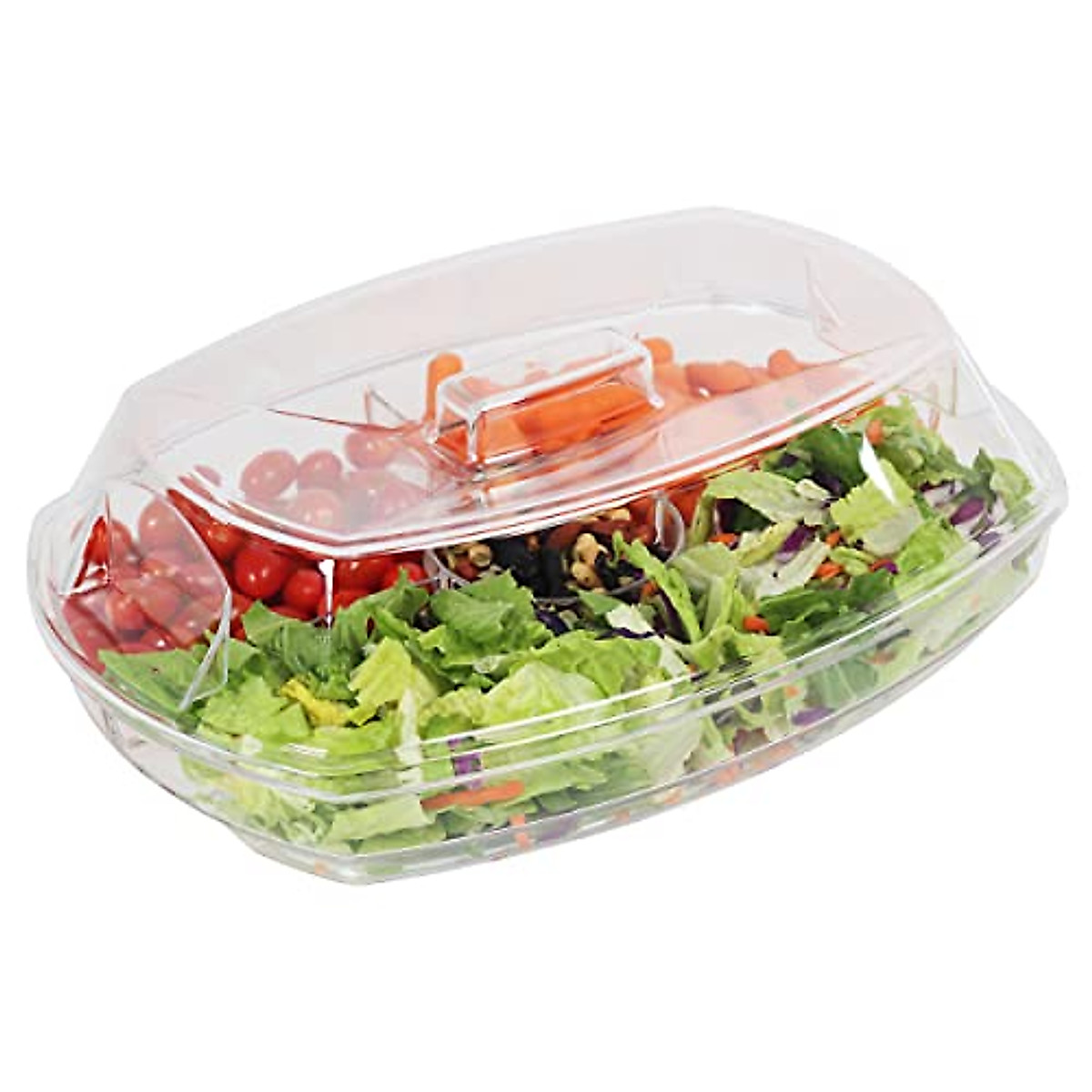 7Penn Acrylic Appetizer Serving Tray - 4 Compartment Transparent Chilled Serving Platter with Flip-Over Ice Tray Lid