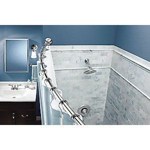 Moen Chrome 5-Foot Adjustable Tension Single Curved Shower Curtain Rod for Bathroom Shower, CSR2172CH