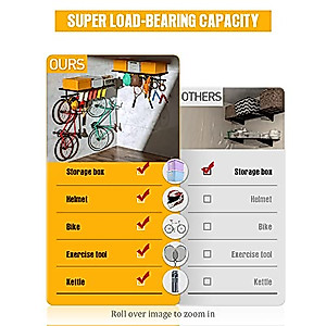 BMJX US Garage Shelves Garage Storage with Two Large Bike Hooks and 8 Small Hooks 31x15.5inch Powder Coated Steel Wall Frame Garage Organization（1 Pack）