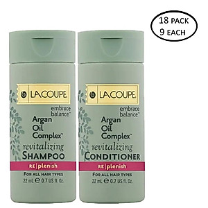 Lacoupe Shampoo and Conditioner - Set of 18 0.75Oz each - 9 Each Shampoo and 9 Each Conditioner Total 13.5 Oz