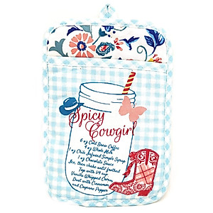 The Pioneer Woman Spicy Cowgirl Kitchen Towel Set-3 Pieces Including Oven Mitt, Pot Holder, Kitchen Towel Gift Set for Her