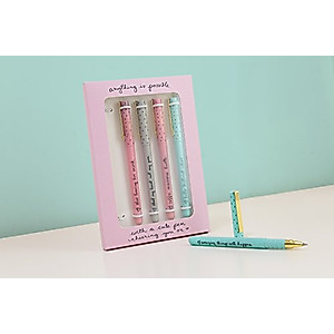Eccolo Dayna Lee Collection Anything is Possible - Fine Tip Black Ink Ballpoint Pens (Set of 5), Inspiring Quotes, Gift Boxed
