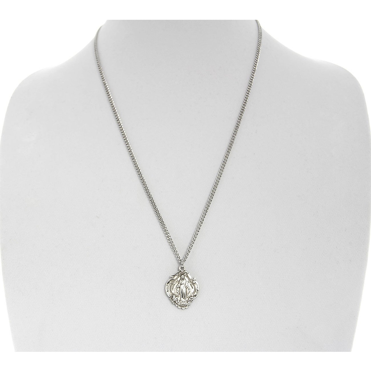 Heartland Store Hail Mary Prayer Sterling Silver Pendant + 24 Inch 2.4mm Endless Rhodium Plated Chain