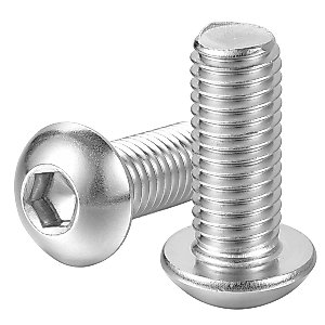 M8-1.25 × 20MM Button Head Socket Cap Bolts Screws 304 Stainless Steel 18-8 Allen Hex Drive, Full Coarse Thread, 25PCS