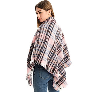 vxsvxm Winter Oversized Women's Scarves Plaid Scarf Tartan Shawl Wrap Blanket Scarf Warm Tassels Pashmina Scarf
