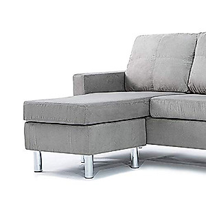 Divano Roma Furniture Small Space Modern Sectional Sofa, Gray
