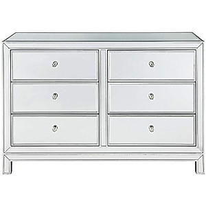 Elegant Decor Dresser 6 Drawers 48in. W x 18in. Din. x 32in. H in Antique Silver Paint