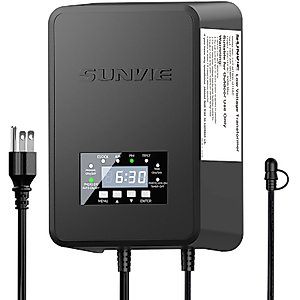 SUNVIE 300W Low Voltage Transformer with Timer and Photocell Sensor Landscape Lighting Transformer Waterproof 120V to 12V/14V AC Outdoor Low Voltage Transformers for Landscape Pathway Lights Spotlight