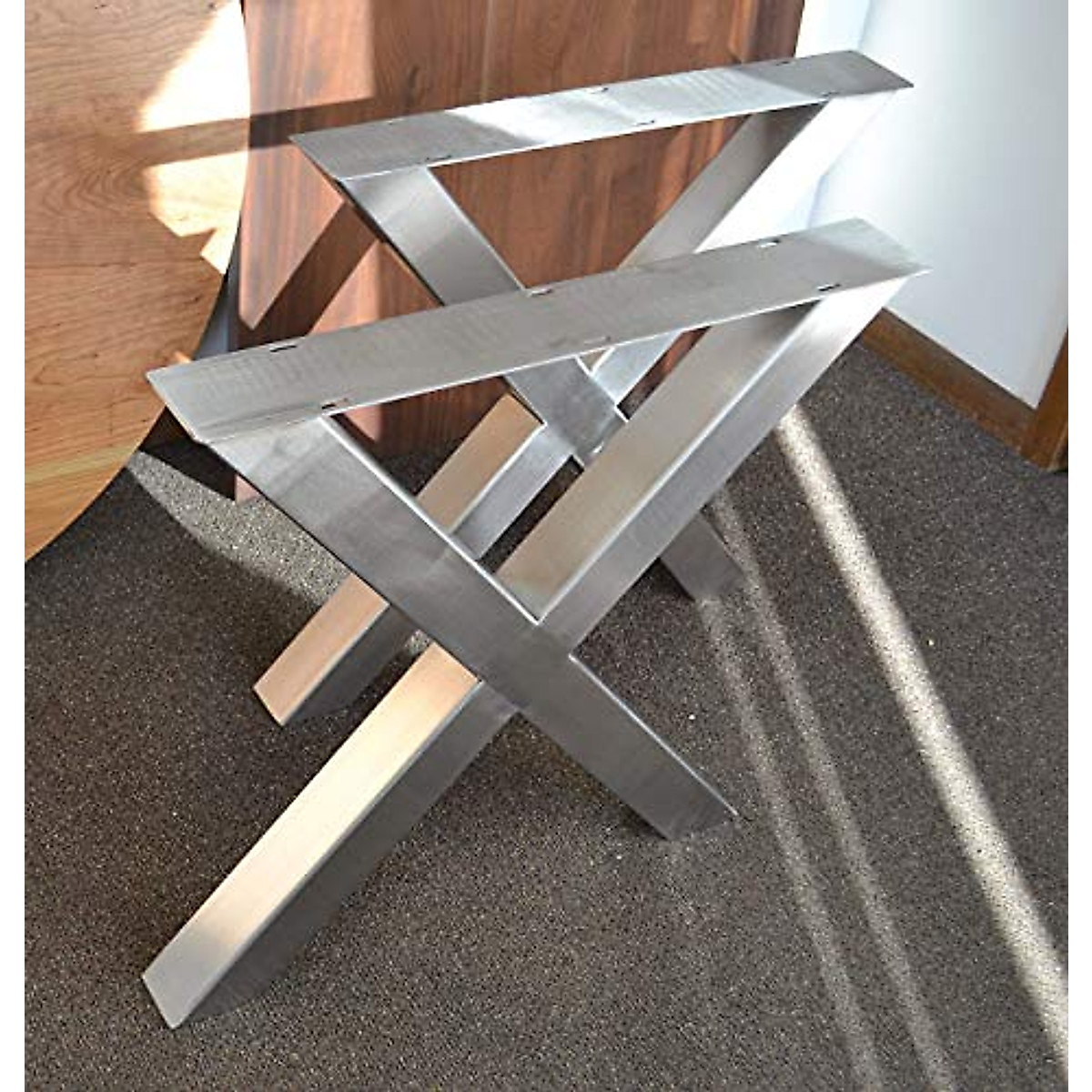 Brushed Stainless Table Legs, X-Frame Style - Any Size