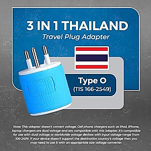 OREI Thailand Travel Plug Adapter with Dual USB - USA Input - Type O (U2U-18), Will Work with Cell Phones, Camera, Laptop, Tablets, iPad, iPhone and More