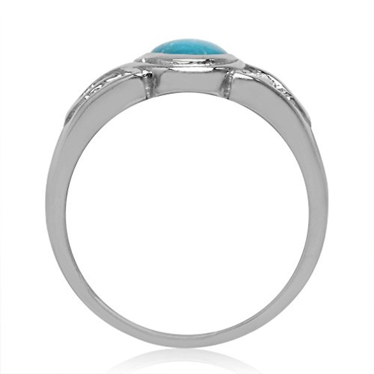 Silvershake 6mm Genuine Round Arizona American Turquoise White Gold Plated 925 Sterling Silver Triquetra Celtic Knot Ring Jewelry for Women Size 9